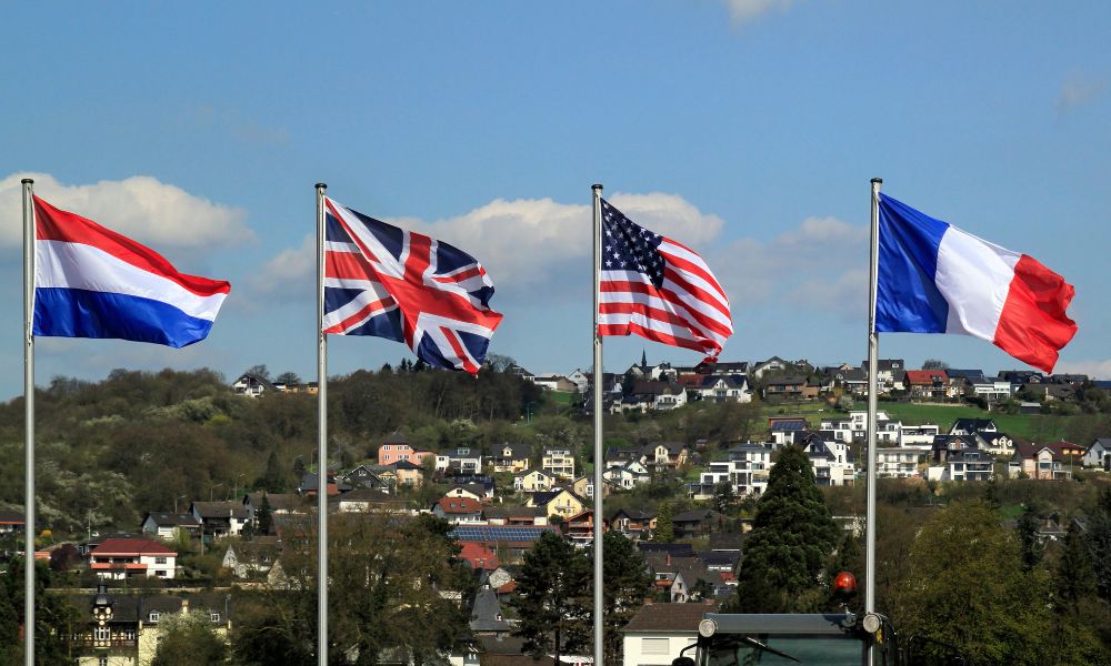 Flags Red White And Blue Borders